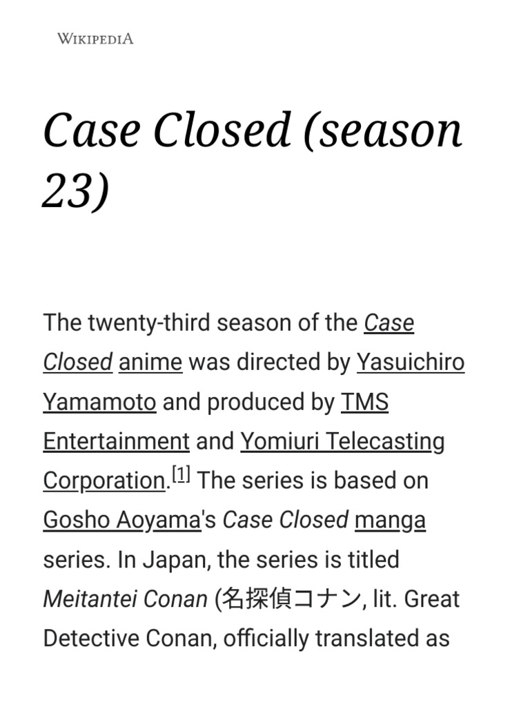 Case Closed: Season 23 Highlights | PDF | Leisure