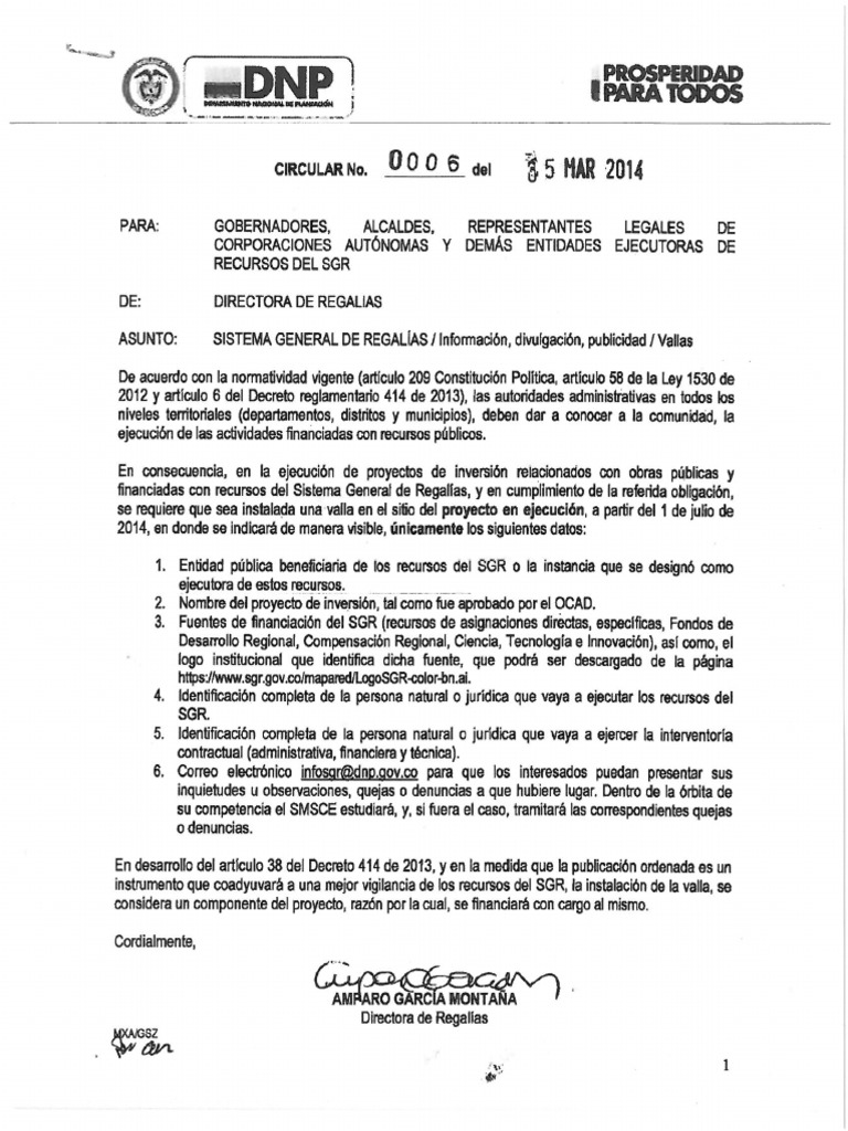 Circular 006 de 2014 Valla | PDF