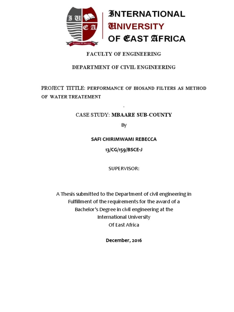 Faculty of Engineering Department of Civil Engineering: Project Tittle ...