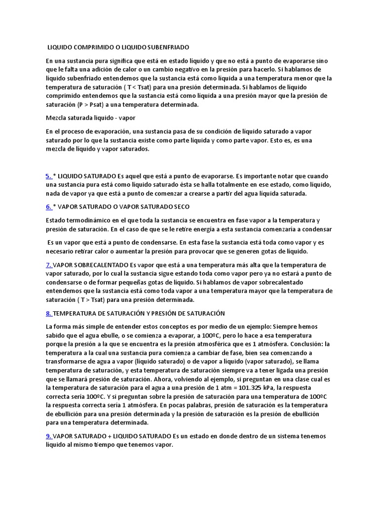 Líquido Comprimido vs. Subenfriado | PDF | Líquidos | Presión
