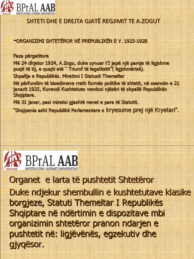 Shteti Dhe E Drejta Gjatë Regjimit Te A.Zogut | PDF