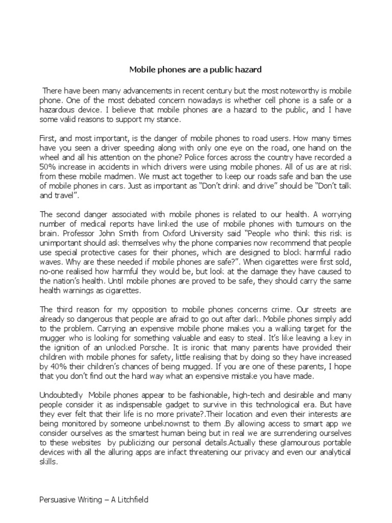 Mobile - Phones - Are - Bad Argumentative Essay | PDF | Mobile Phones ...