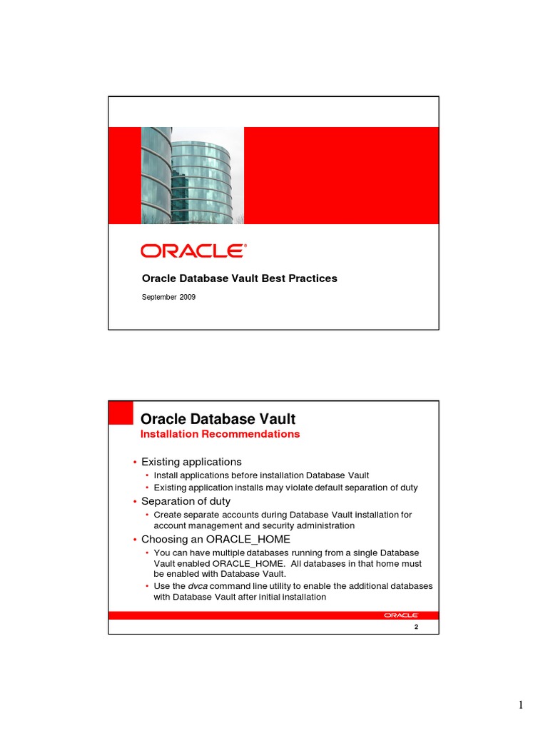 Oracle Database Vault Best Practices Guide | PDF | Databases ...
