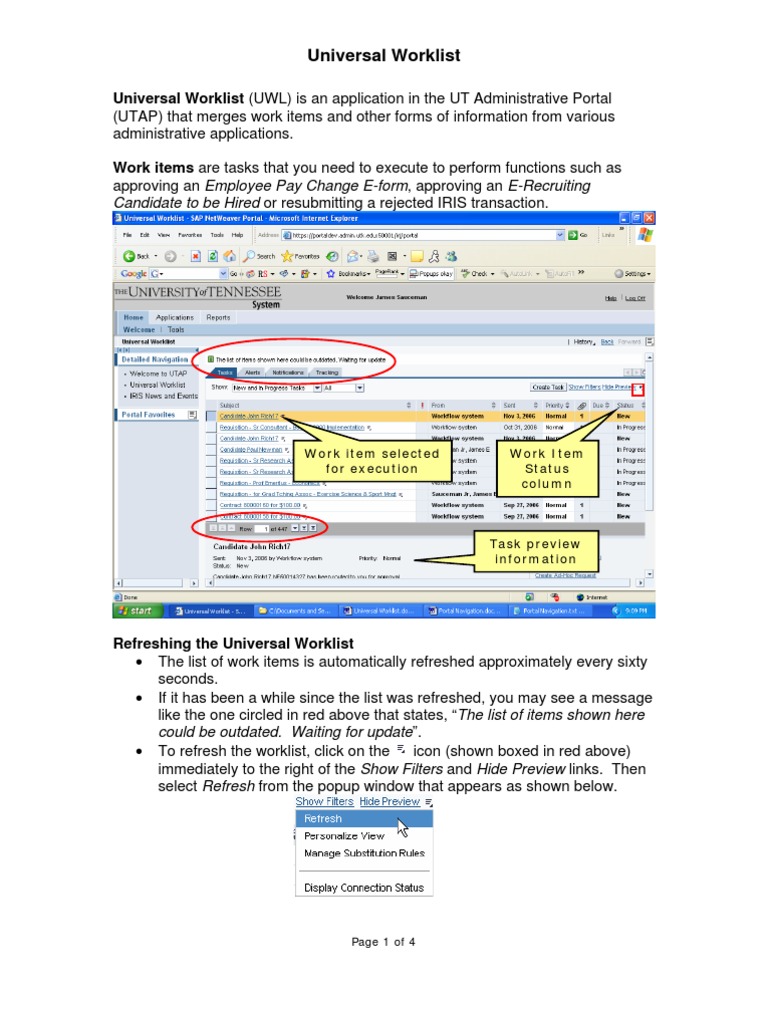Universal Worklist (UWL) Is An Application in The UT Administrative ...