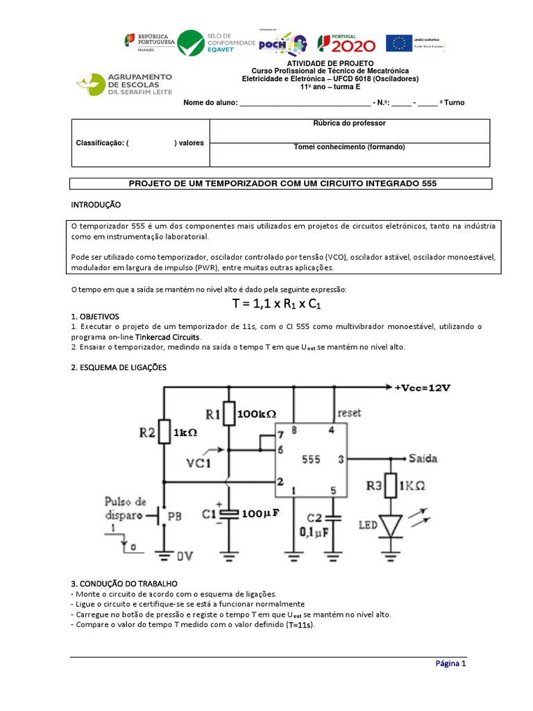 Atividade de Projeto UFCD 6018 EE CPTM 11E | PDF | Circuitos ...
