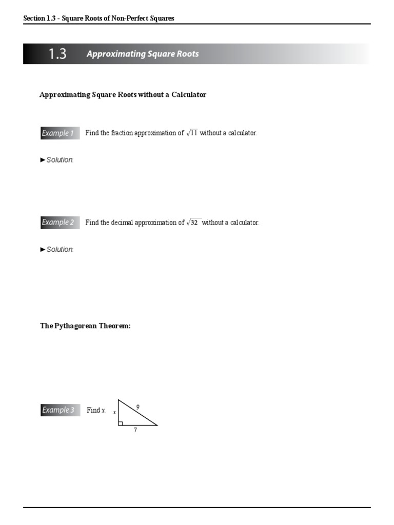 Approximating Square Roots Worksheet | PDF