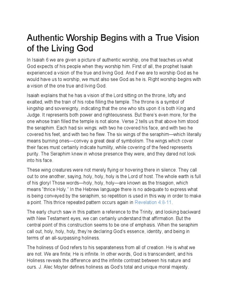 Authentic Worship Begins With A True Vision of The Living God | PDF ...
