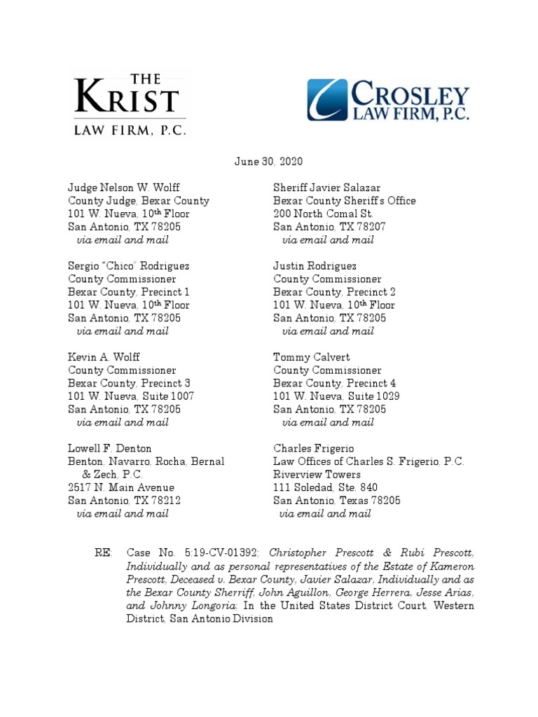 Kameron Prescott Demand Letter | PDF | Use Of Force | Lawsuit