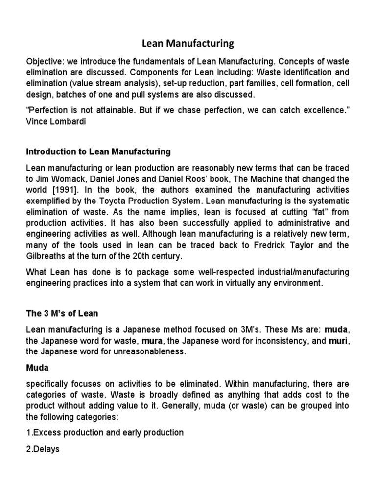Lean Manufacturing For Students | PDF | Lean Manufacturing | Inventory