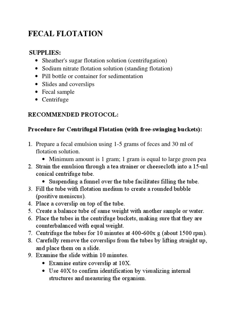 Detection of Parasites Through Fecal Flotation: Protocols for ...