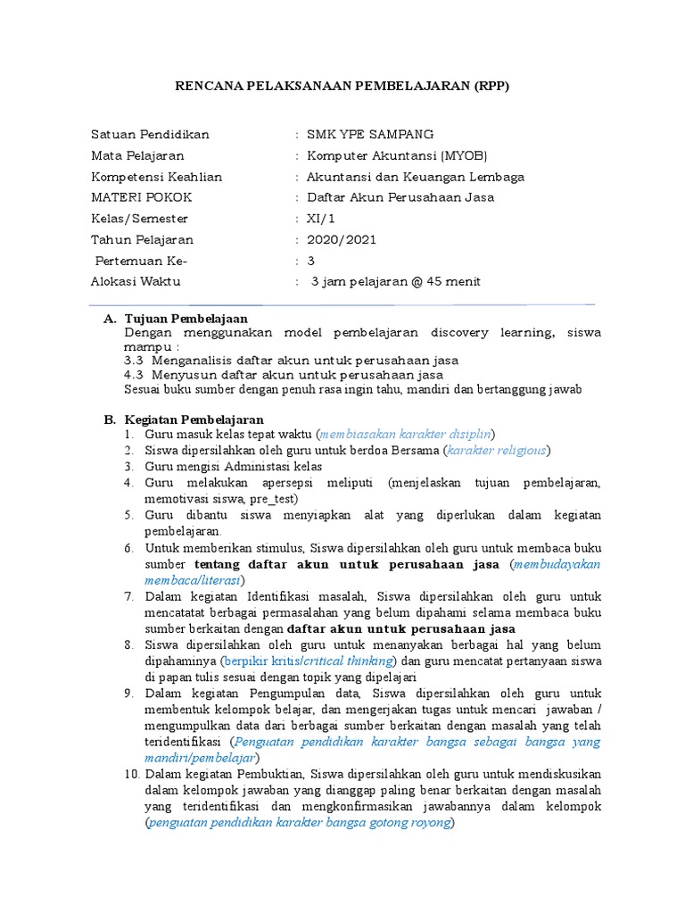 Contoh RPP 2020 2021 | PDF | Pengelolaan Keuangan & Uang
