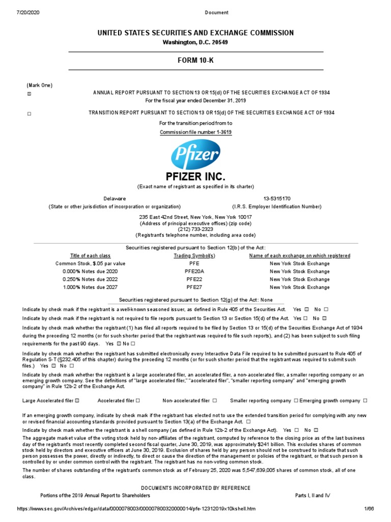 Pfizer Inc.: United States Securities and Exchange Commission ...