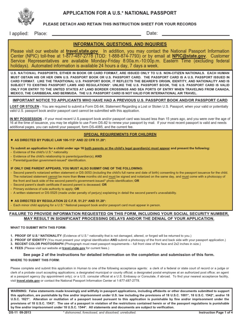 U.S. National Passport Application Guide | PDF | Identity Document ...