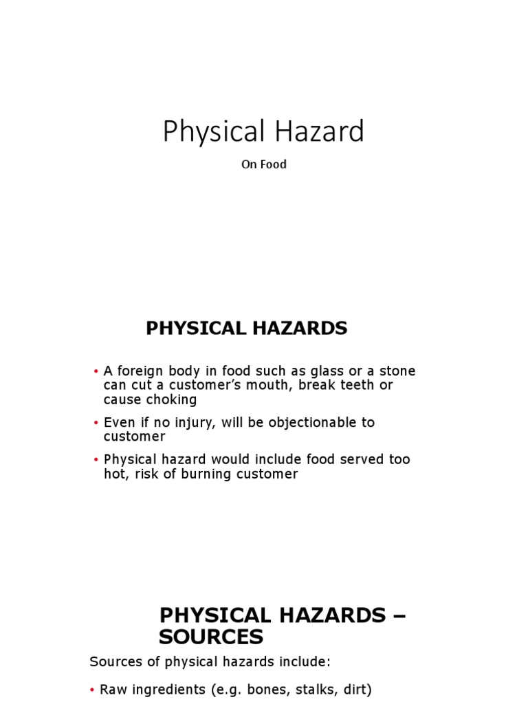 Physical Hazard: On Food | PDF