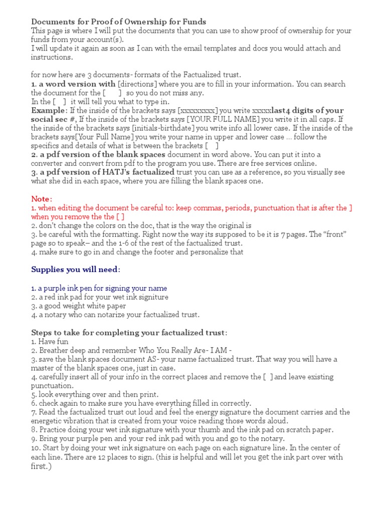 Documents For Proof of Ownership For Funds | Download Free PDF ...