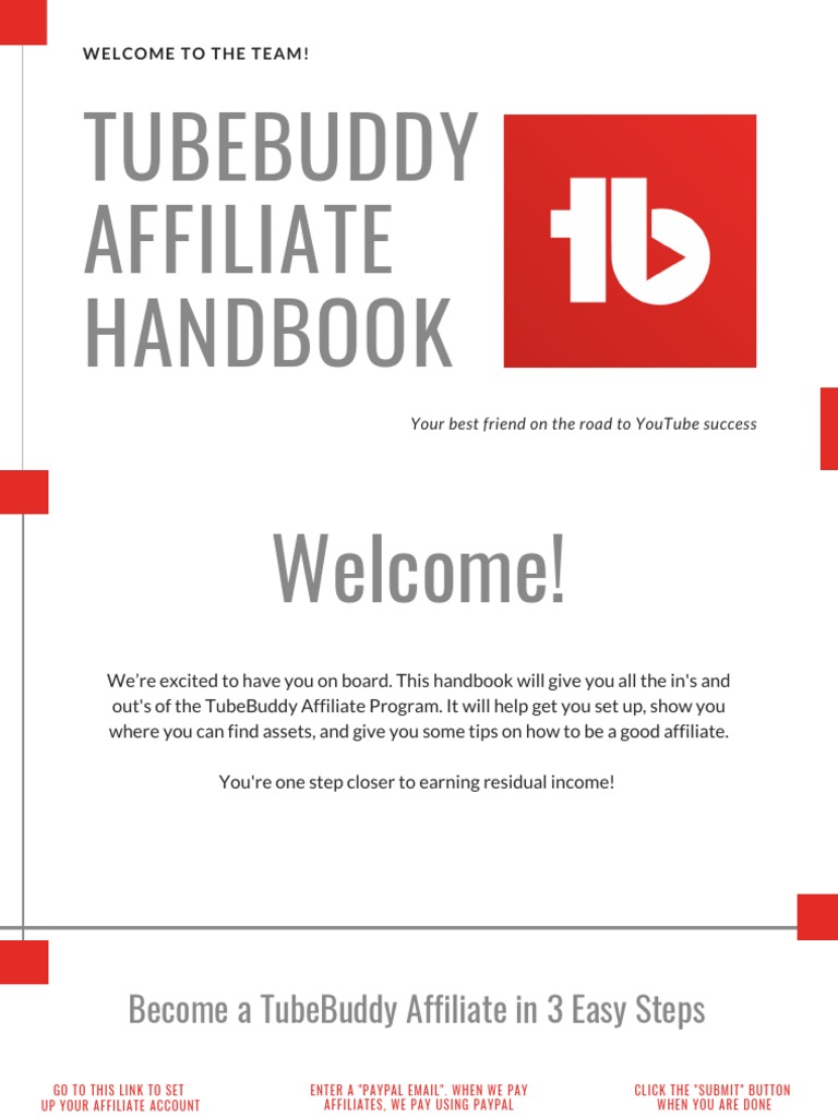 TubeBuddy Affiliate Program Handbook | PDF | You Tube | Affiliate Marketing