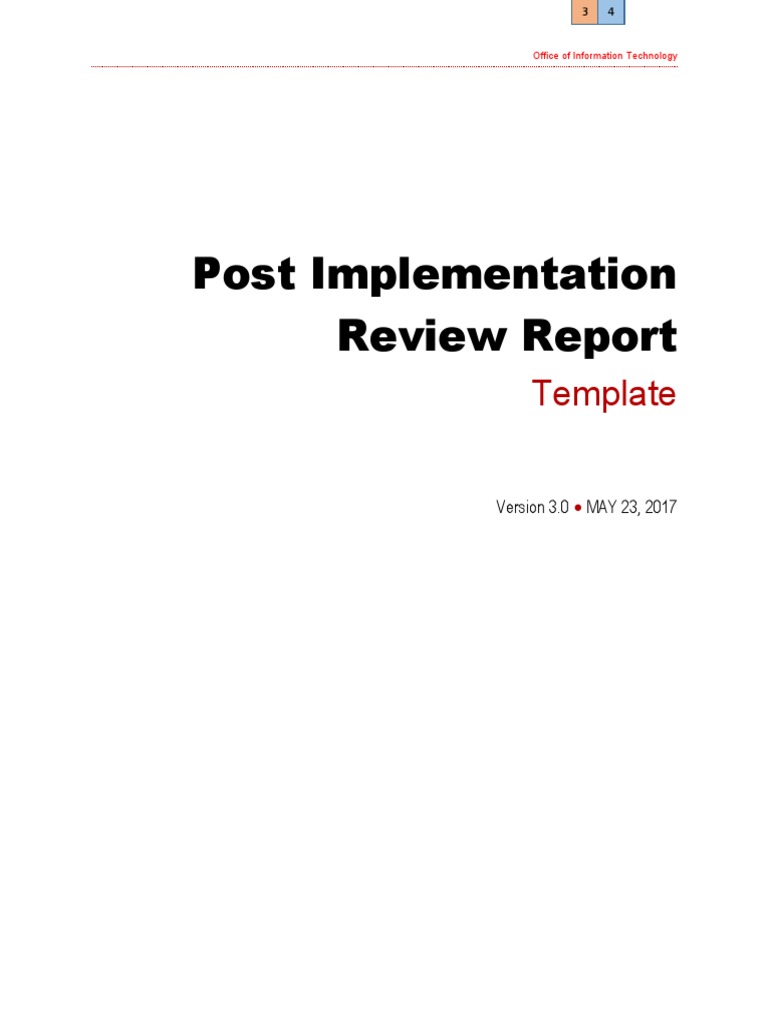 Post Implementation Review Report: Template | PDF | Goal | Reliability ...