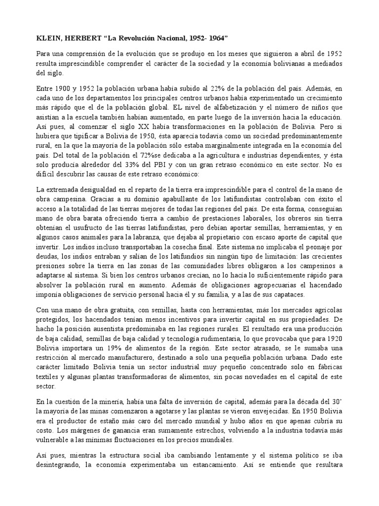 KLEIN HERBERT, Bolivia | Descargar gratis PDF | Bolivia | Agricultura