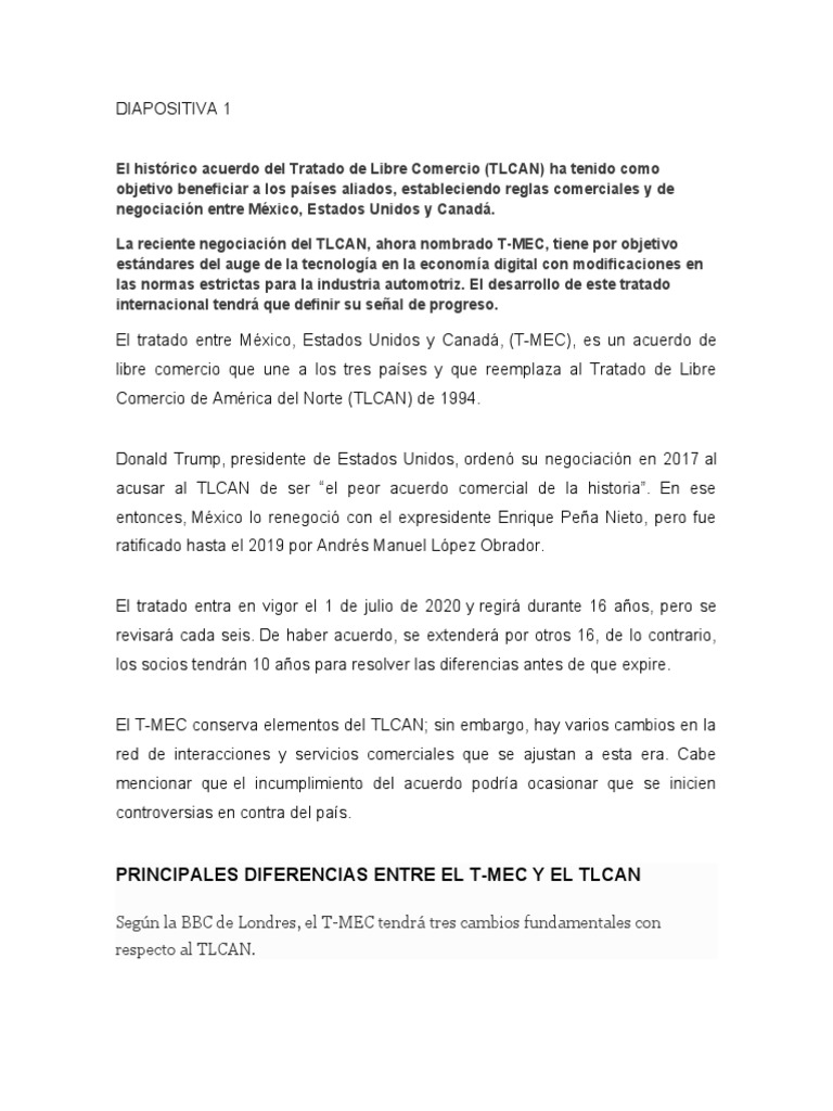 T Mec | PDF | Tratado de Libre Comercio Norteamericano | Economias