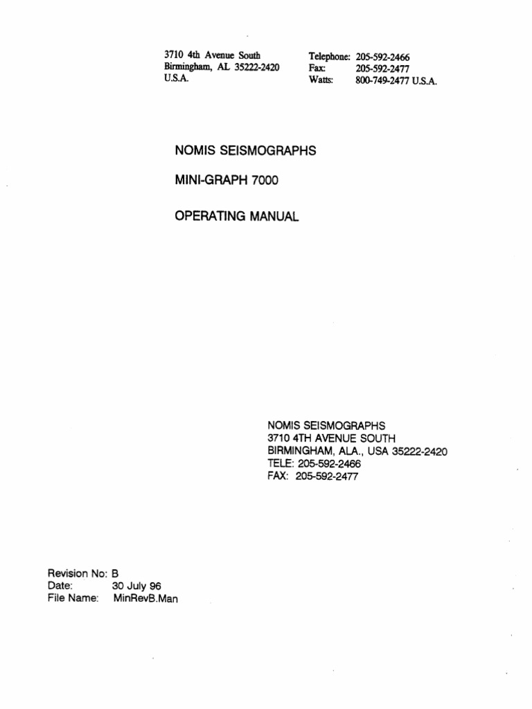 Manual Nomis Minigraph 7000 | PDF