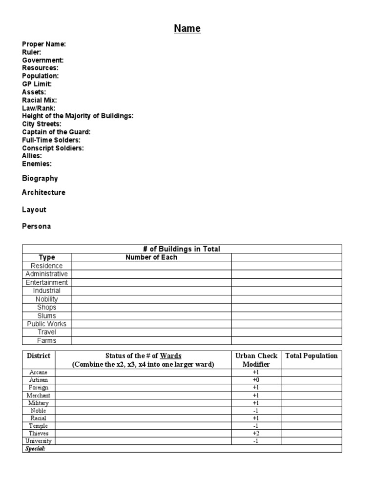 Build A City Template | PDF
