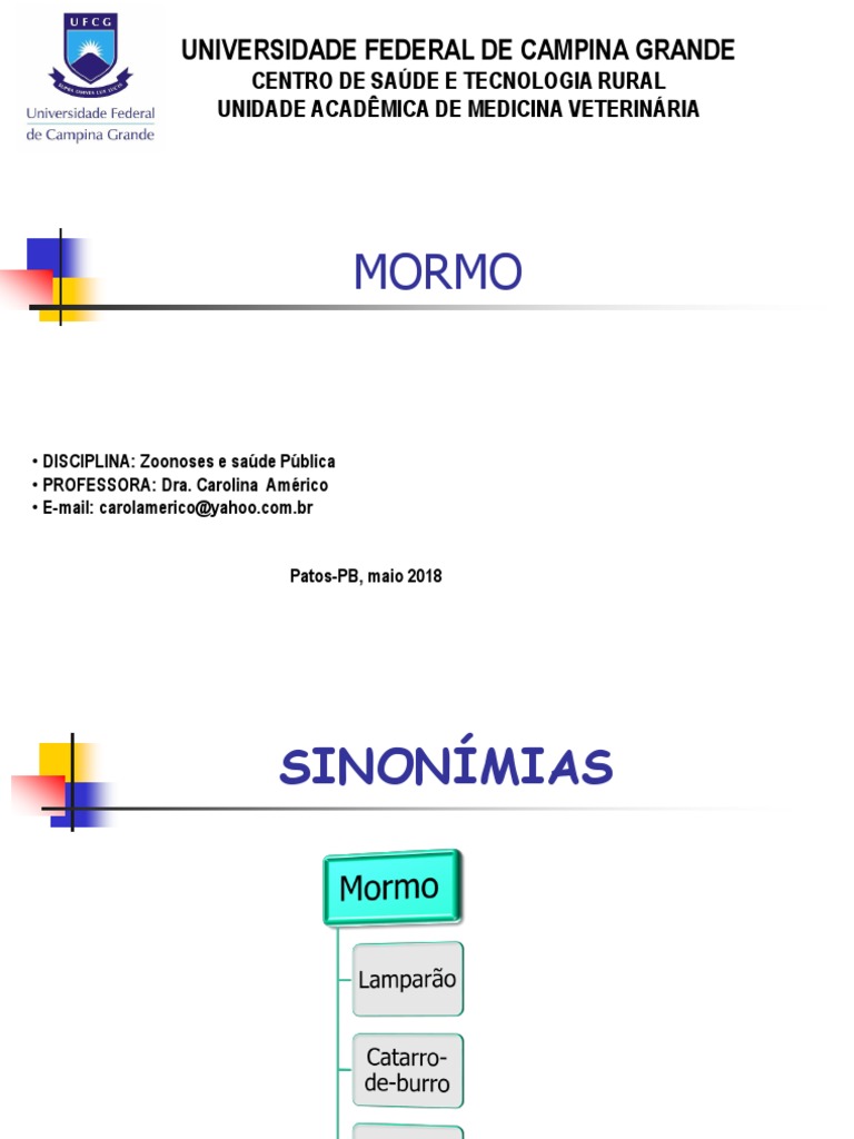 Mormo: conceito, histórico, aspectos epidemiológicos, patogenia e ...