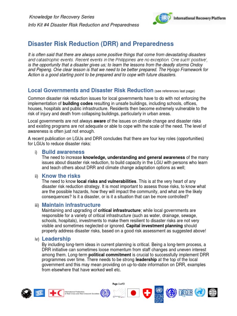 Disaster Risk Reduction (DRR) and Preparedness | PDF | Disaster Risk ...