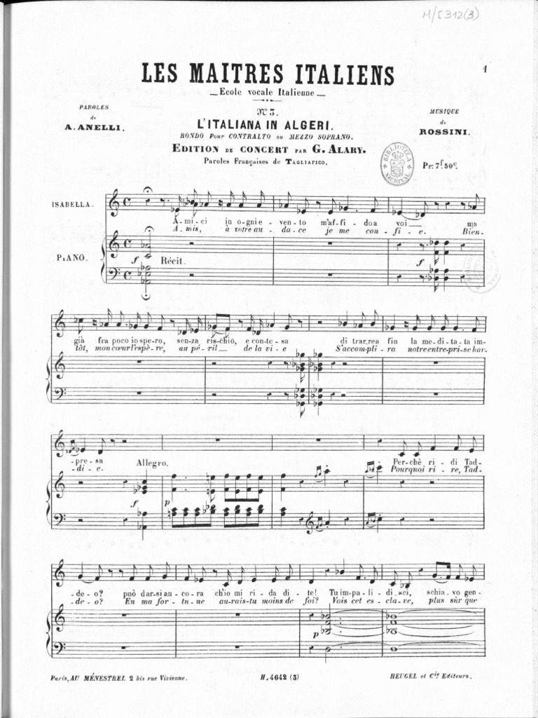 L'Italiana - in - Algeri, Acto II Rossini PDF | PDF