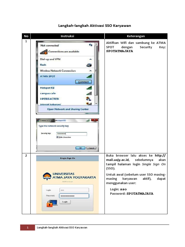Langkah Langkah Aktivasi SSO Karyawan PDF | PDF