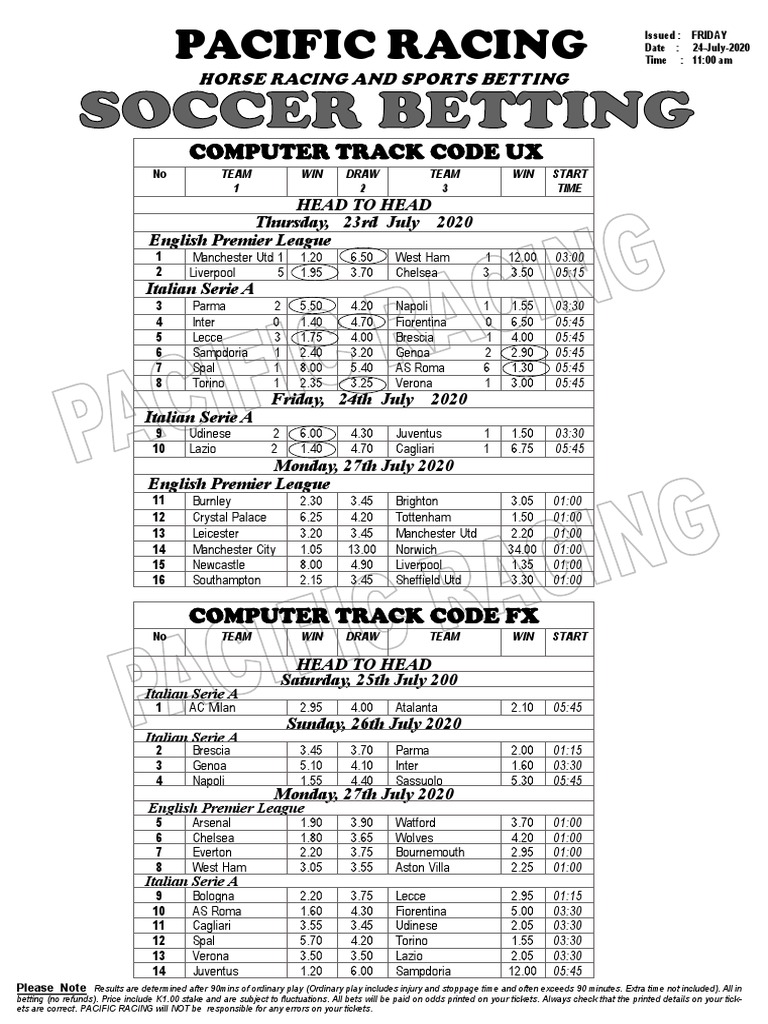 Soccer-Friday Pacific Racing | PDF | Premier League | English Football ...