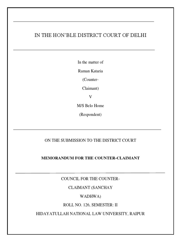 In The Hon'Ble District Court of Delhi: in The Matter of Raman Kataria ...