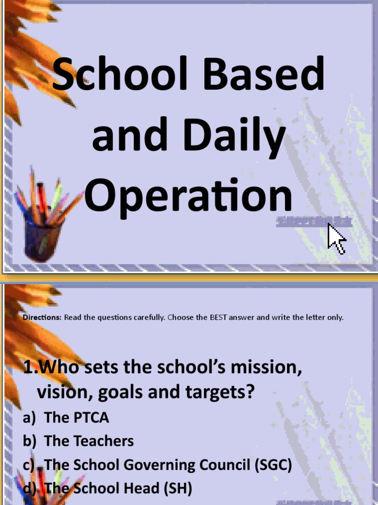 2 PRe-test School Management Operations | PDF | Business | Economies