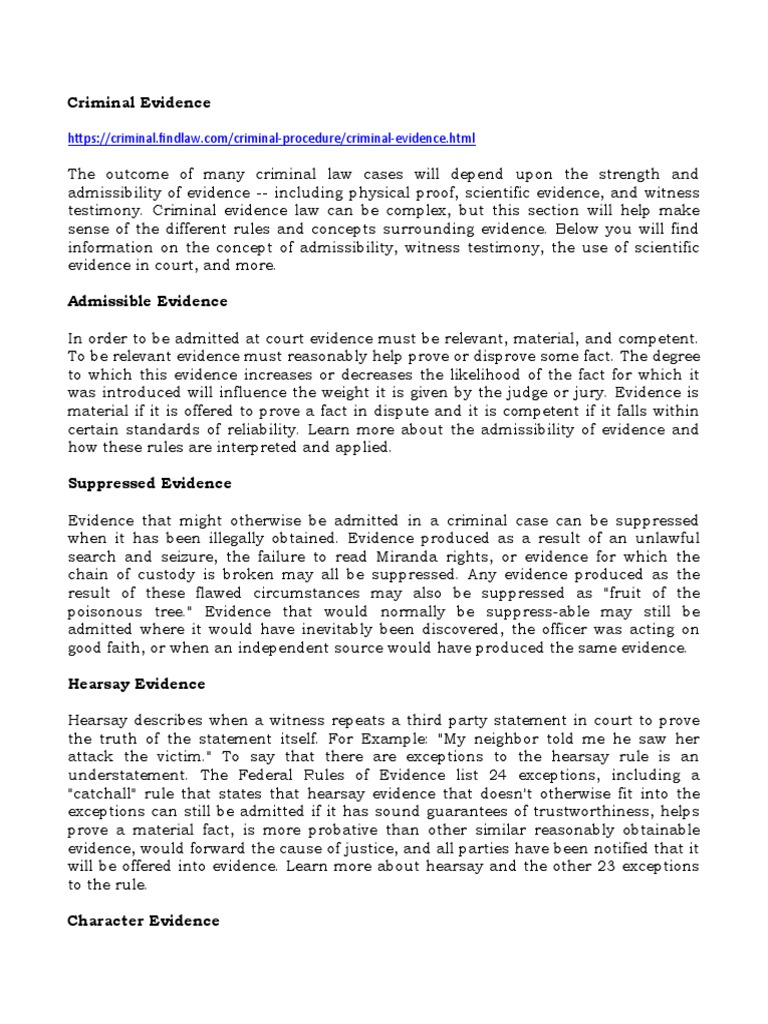 Criminal Evidence Definition | PDF | Evidence (Law) | Evidence