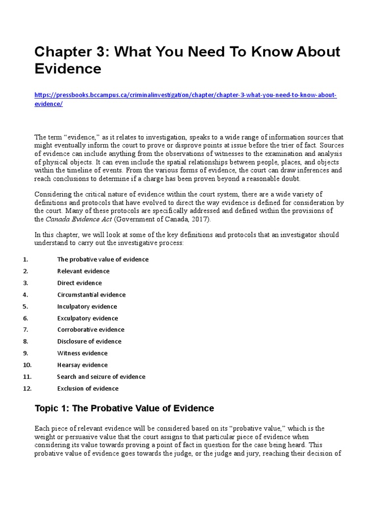 What You Need To Know About Evidence | PDF | Circumstantial Evidence ...