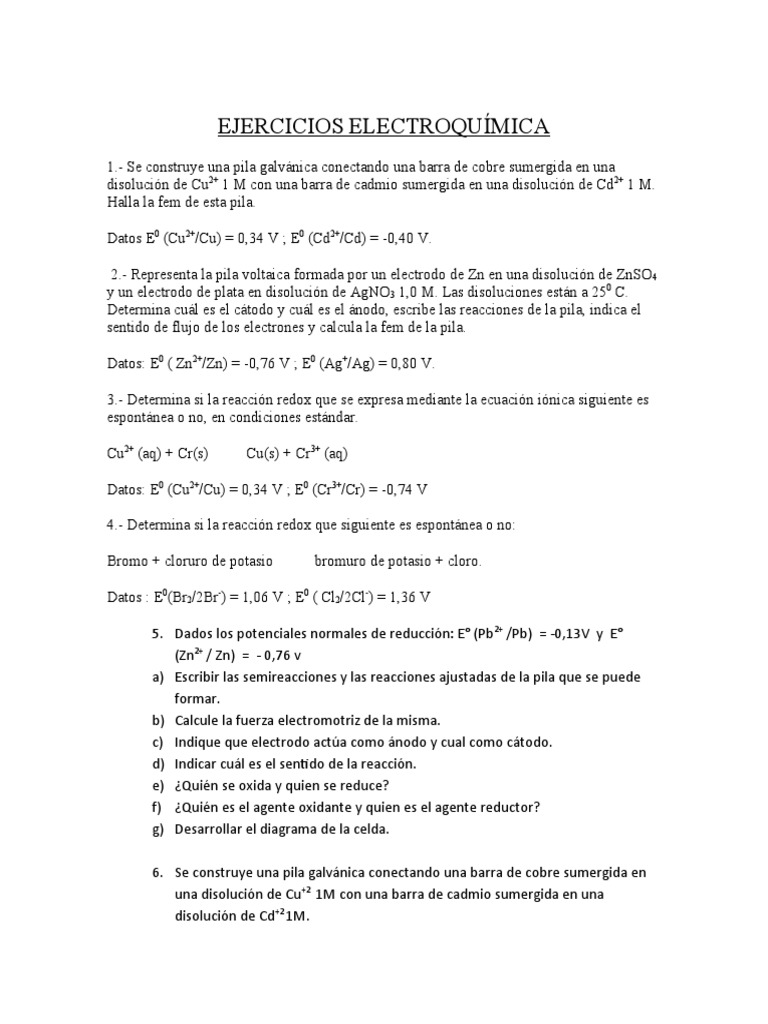 Electroquimica Ejercicios 19 | PDF | Energía libre de Gibbs | Redox
