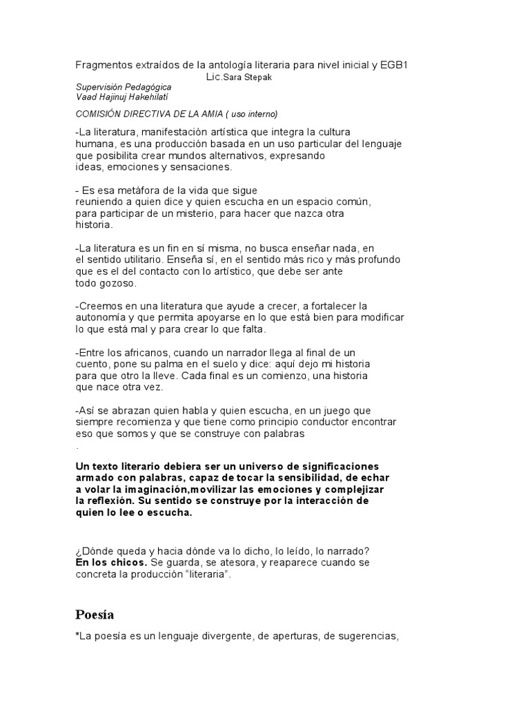 Fragmentos de Antología Infantil | PDF | Poesía