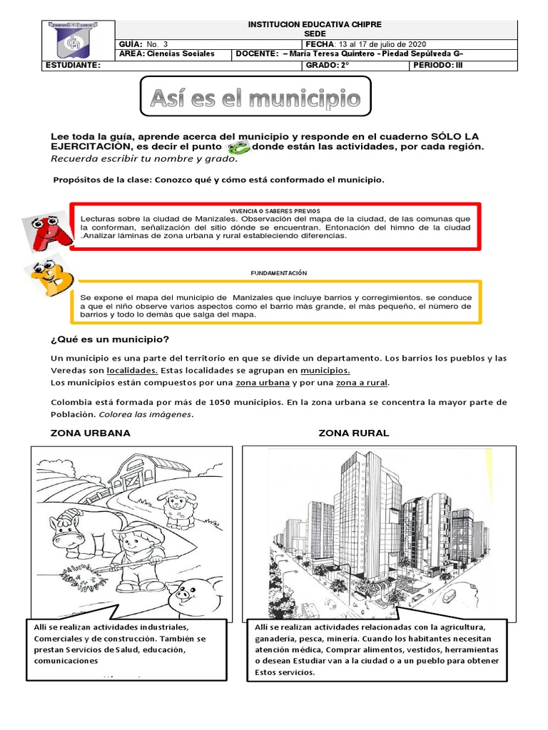 Aprendo acerca del municipio grado 2º | PDF | Colombia | Educación avanzada