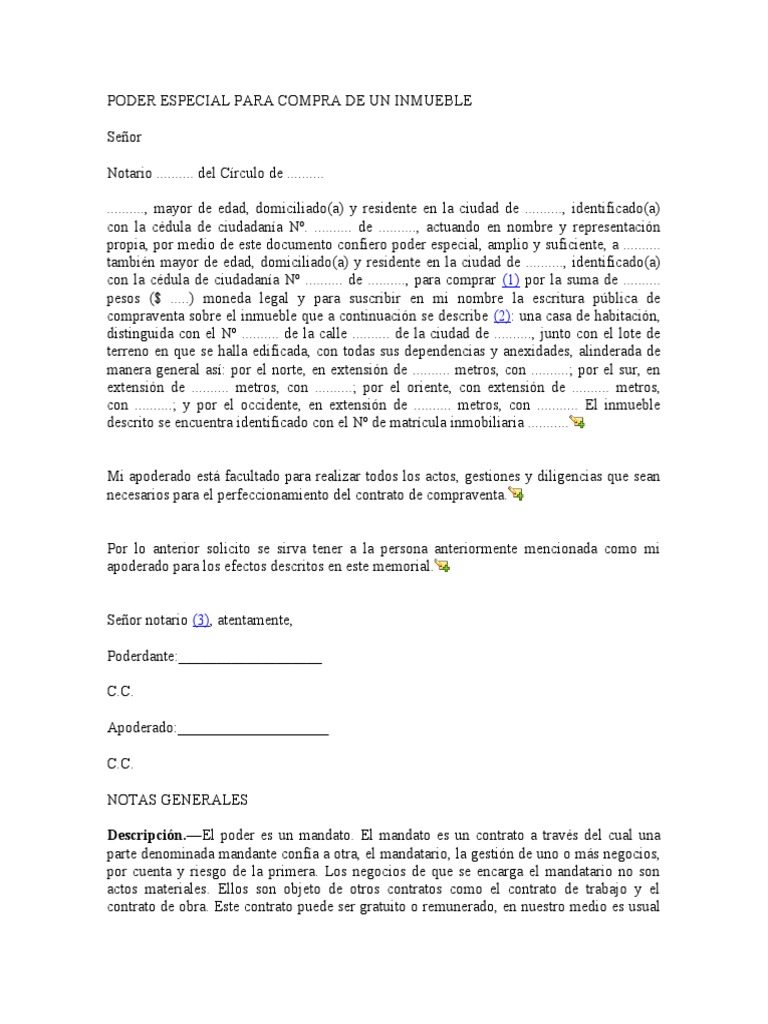 Poder Especial para Compra de Un Inmueble | PDF | Justicia | Crimen y ...