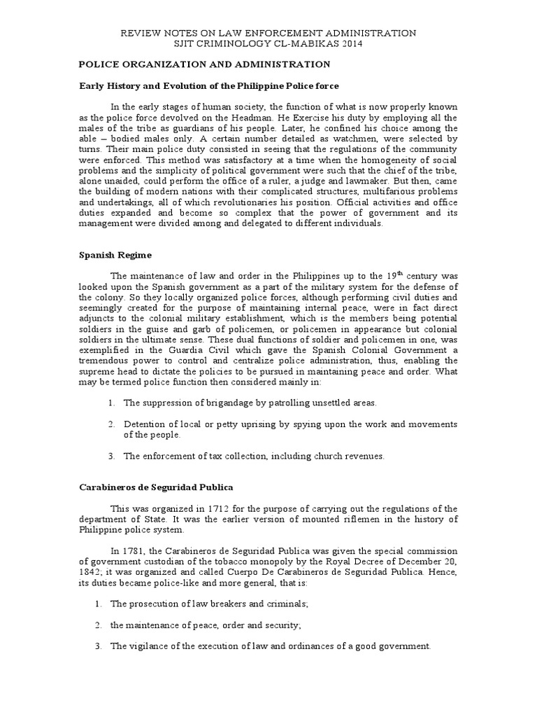 Police Organization and Administration Early History and Evolution of ...