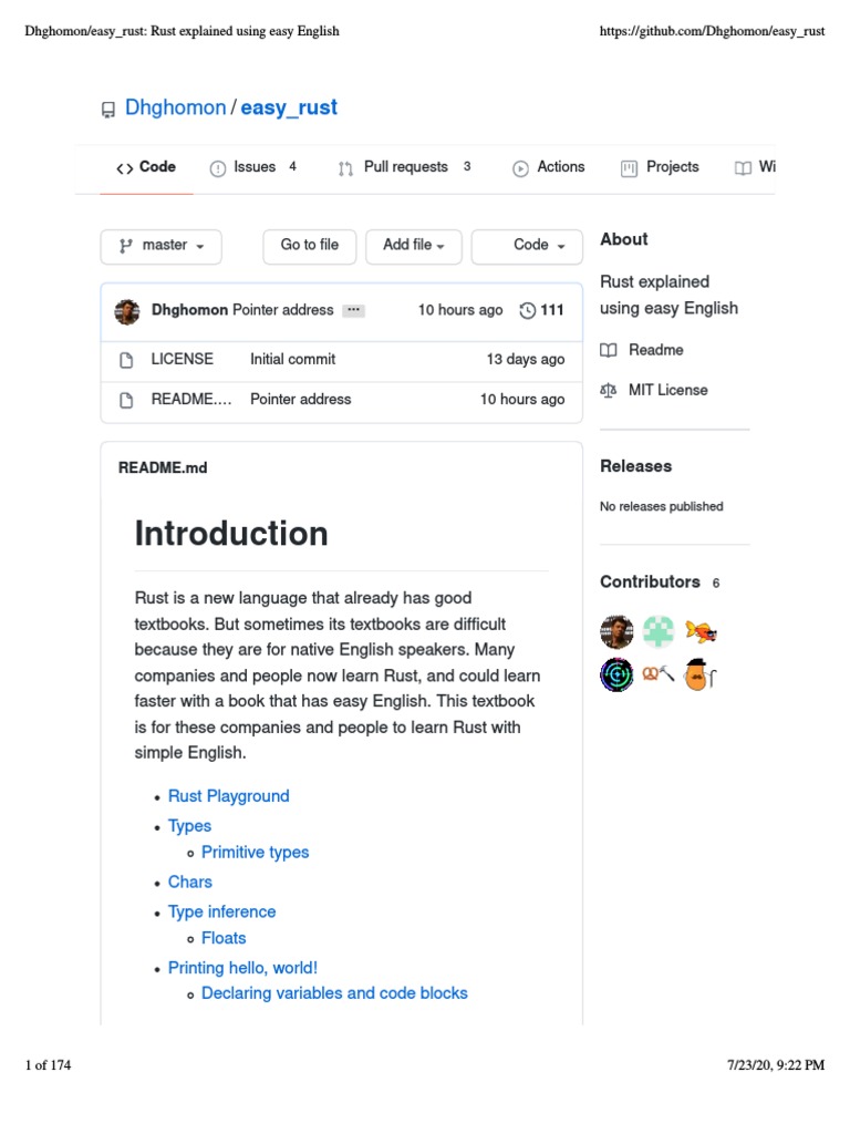 Dhghomon: Easy - Rust | PDF | Pointer (Computer Programming) | Integer (Computer Science)