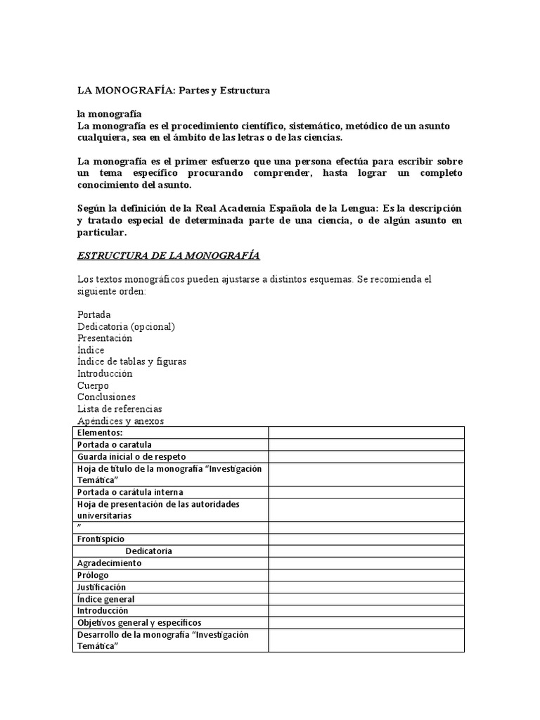 Estructura y Partes de una Monografía | PDF