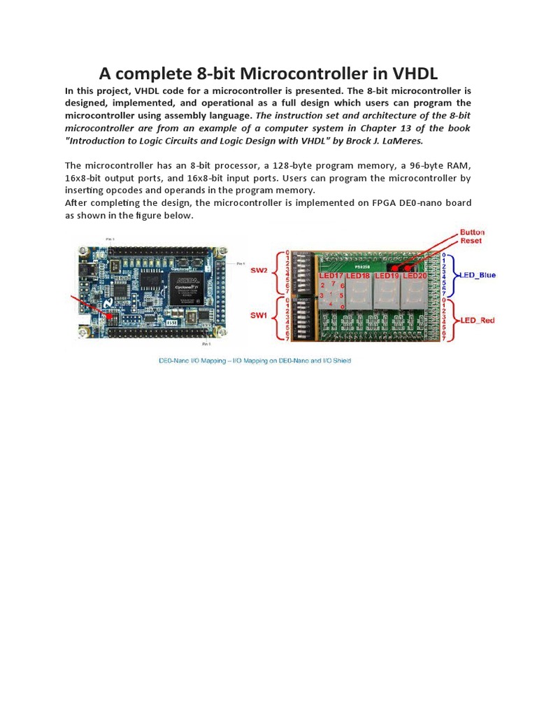 A Complete 8-Bit Microcontroller in VHDL | PDF | Vhdl | Electronic Design