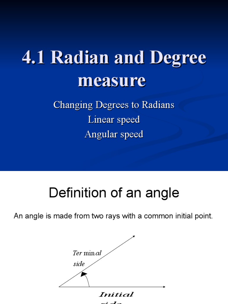 4.1 Radian and Degree Measure | PDF | Angle | Scientific Observation