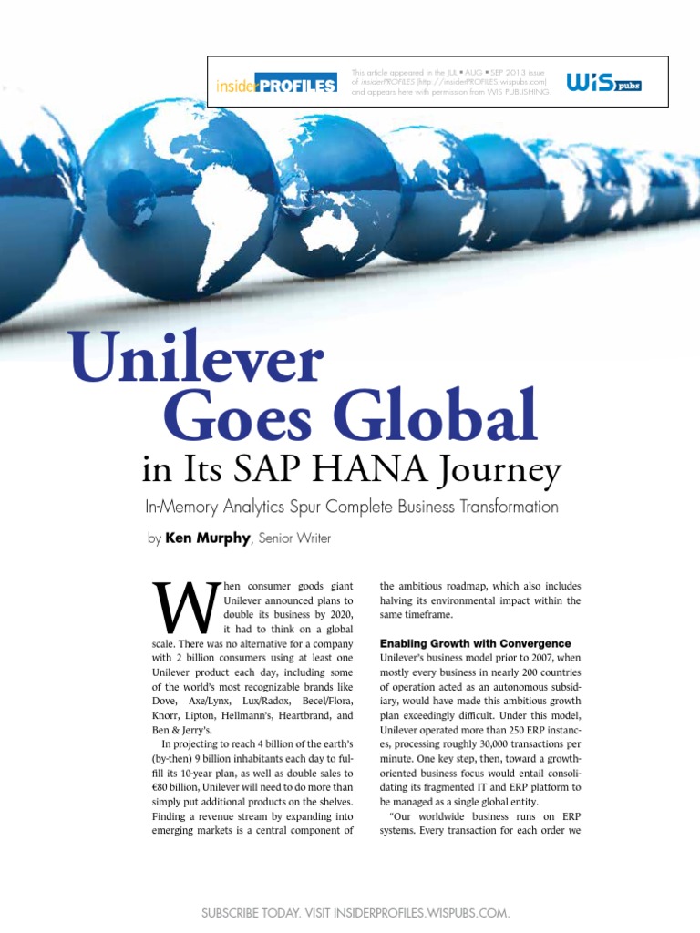 Accenture Unilever Goes Global in Its SAP HANA Journey PDF | PDF | Sap ...