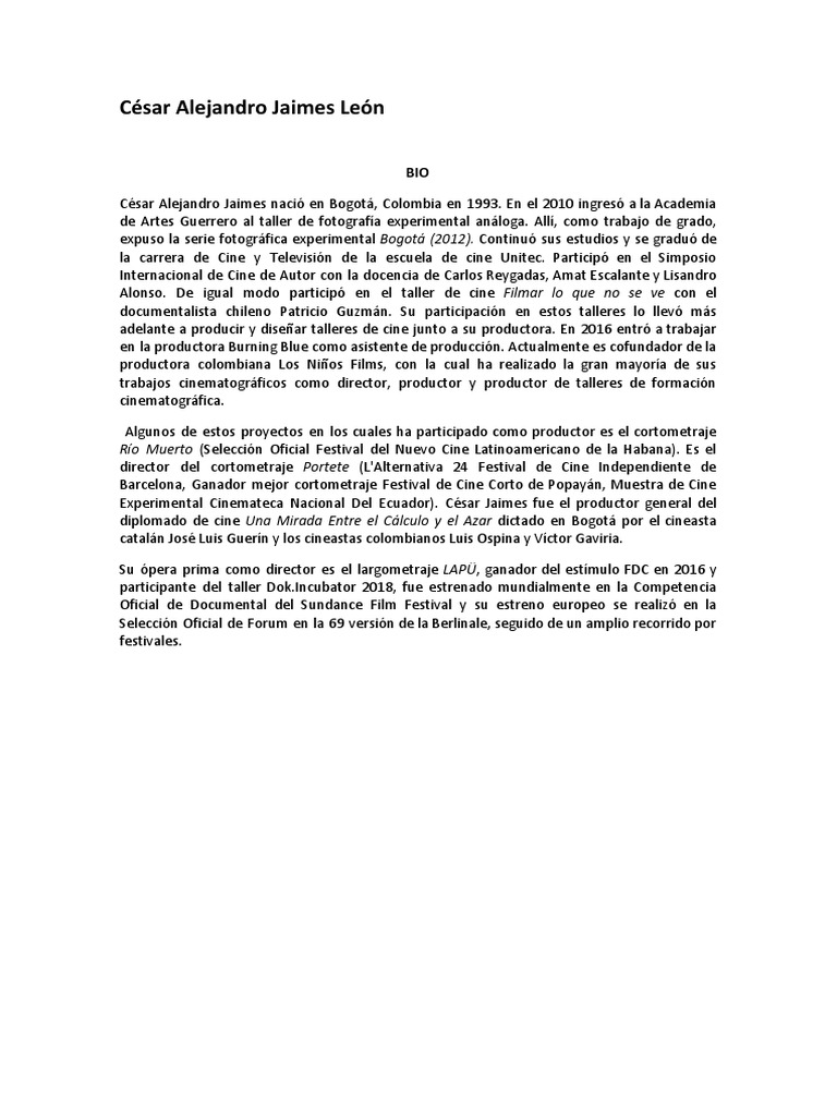 Cesar Jaimes - BIO | PDF