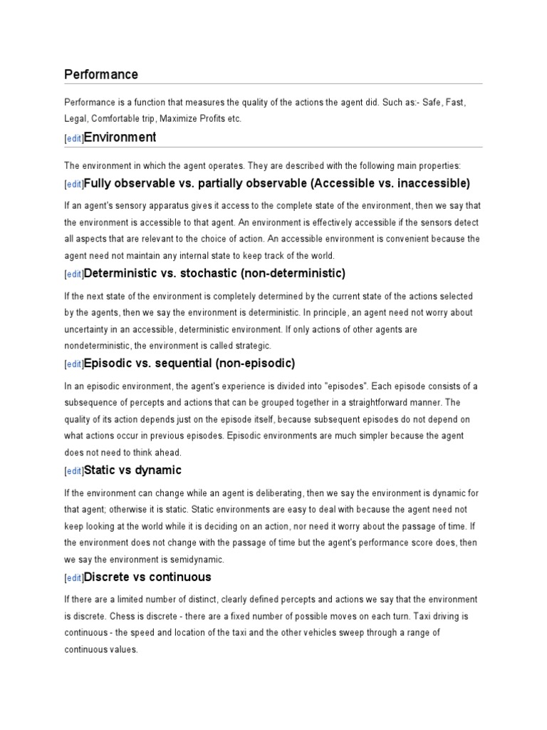 Performance: Fully Observable vs. Partially Observable (Accessible vs ...