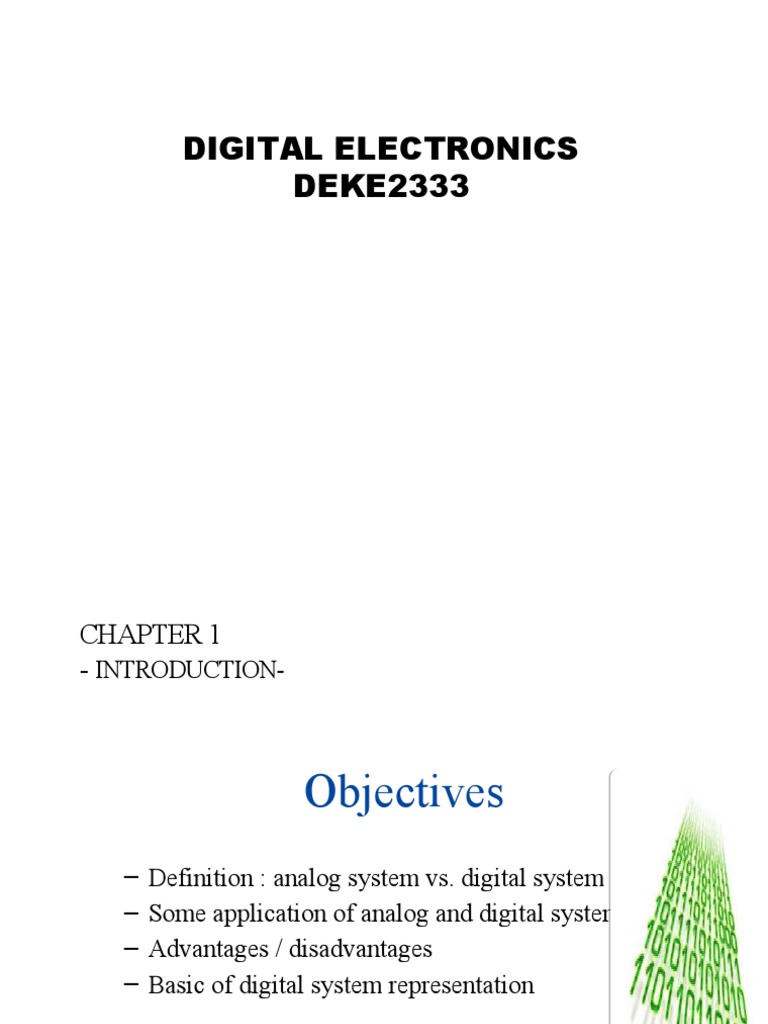 Introduction to Digital Electronics: Representation of Signals ...