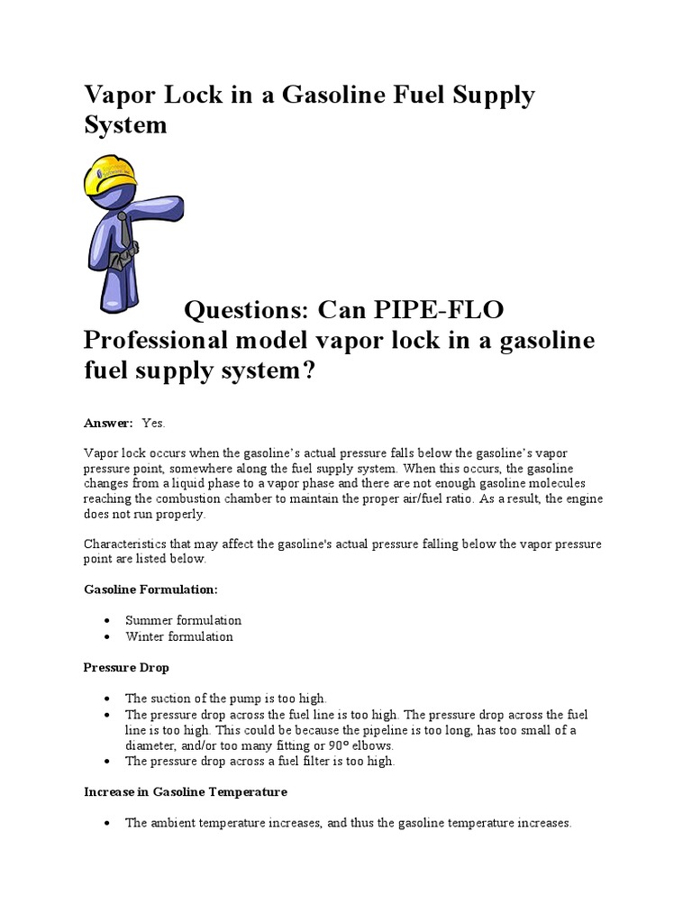 Vapor Lock in A Gasoline Fuel Supply System | PDF | Fluid Dynamics ...