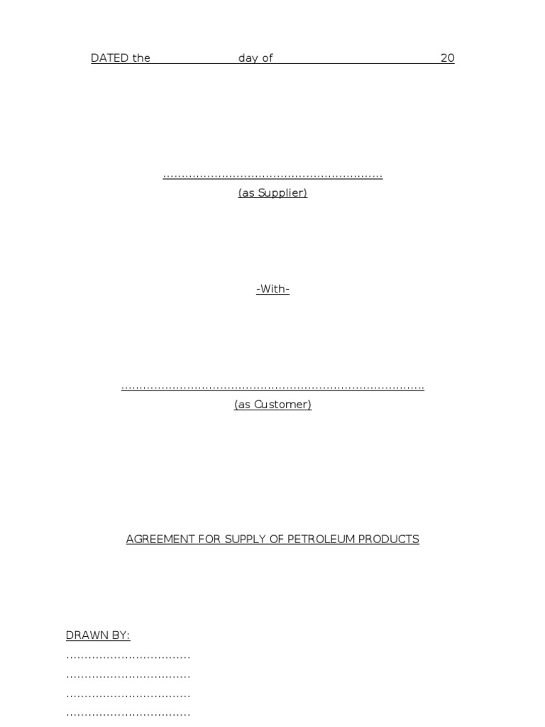 Retail Oil Supply Agreement Template) | PDF | Indemnity | Liquidation