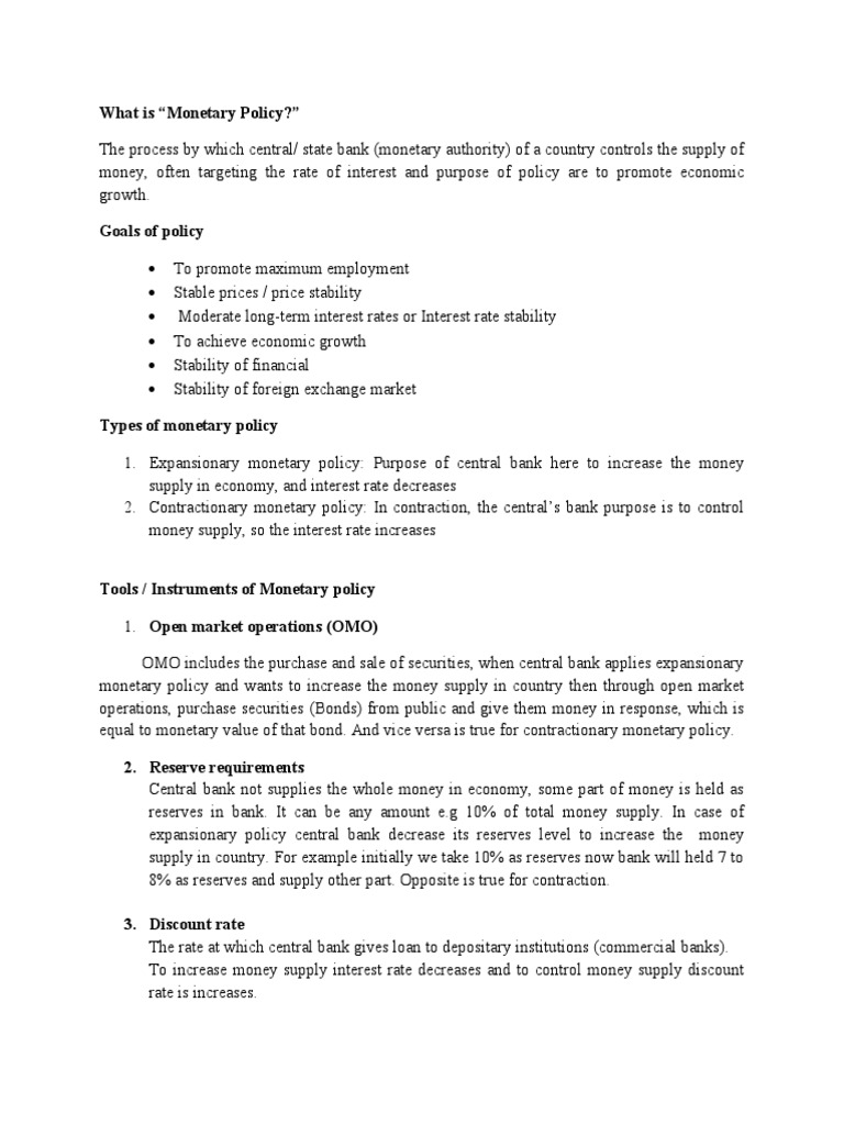 What Is "Monetary Policy?" | PDF | Monetary Policy | Money Supply